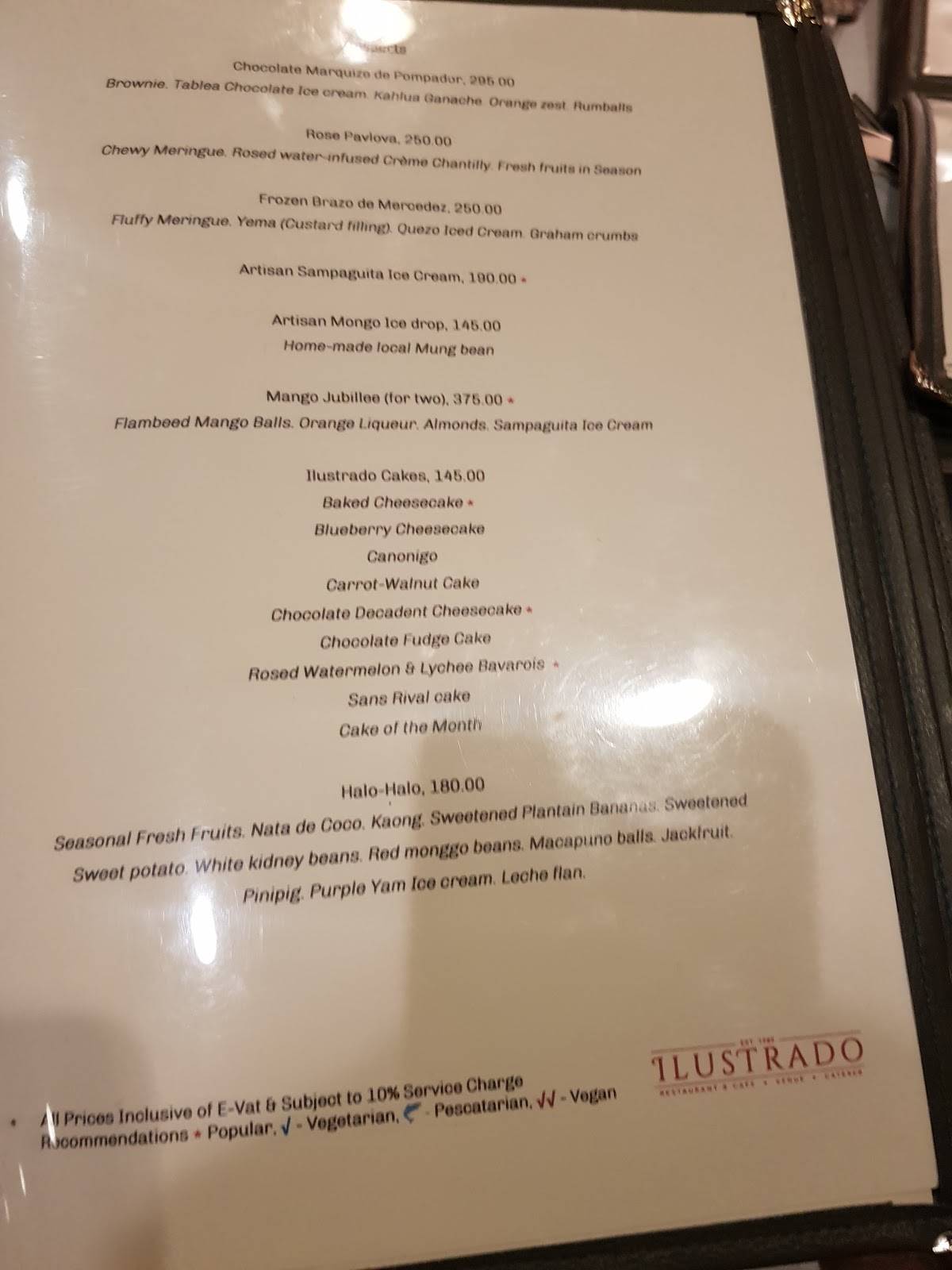 Menu at Ilustrado Restaurant, Manila, two-way