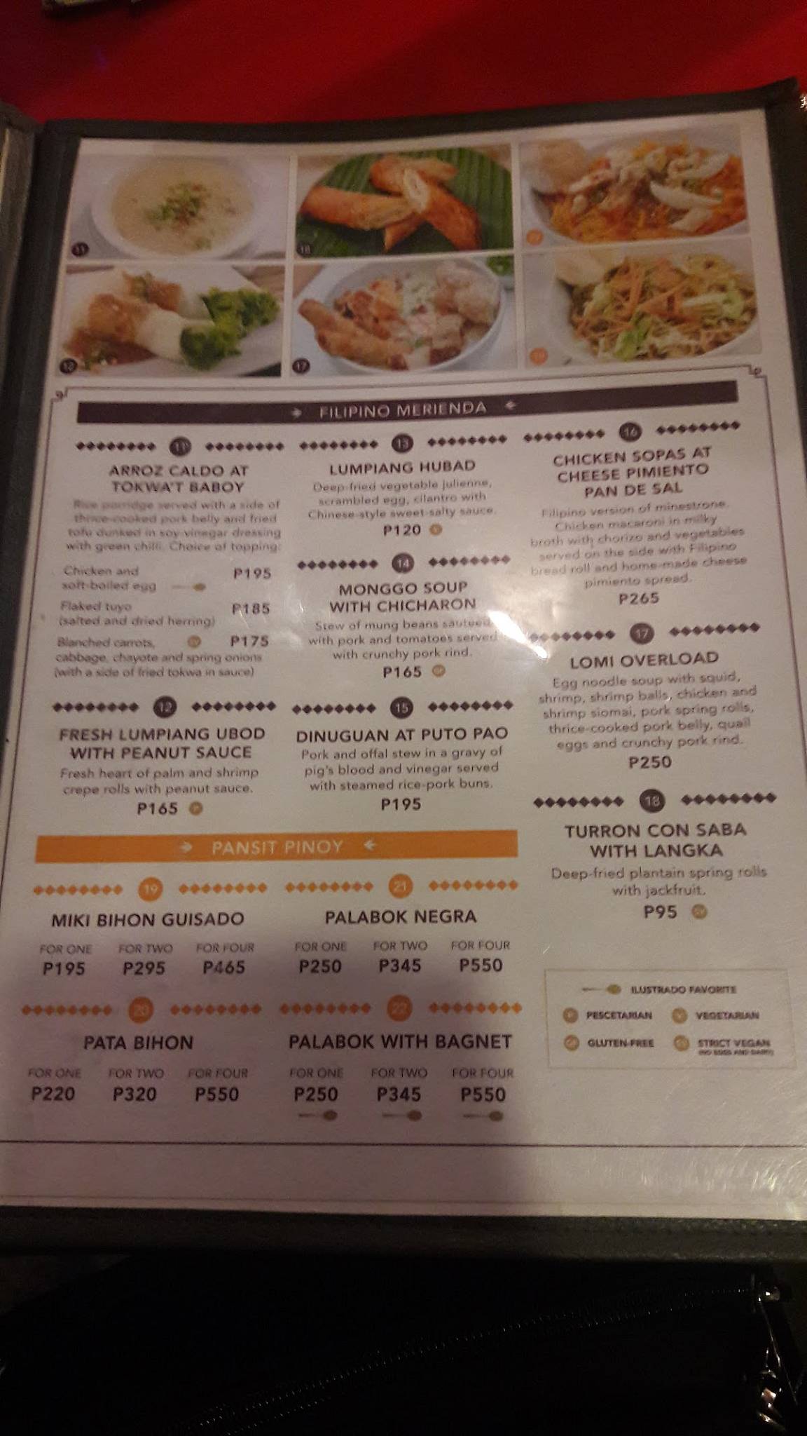 Menu at Ilustrado Restaurant, Manila, two-way