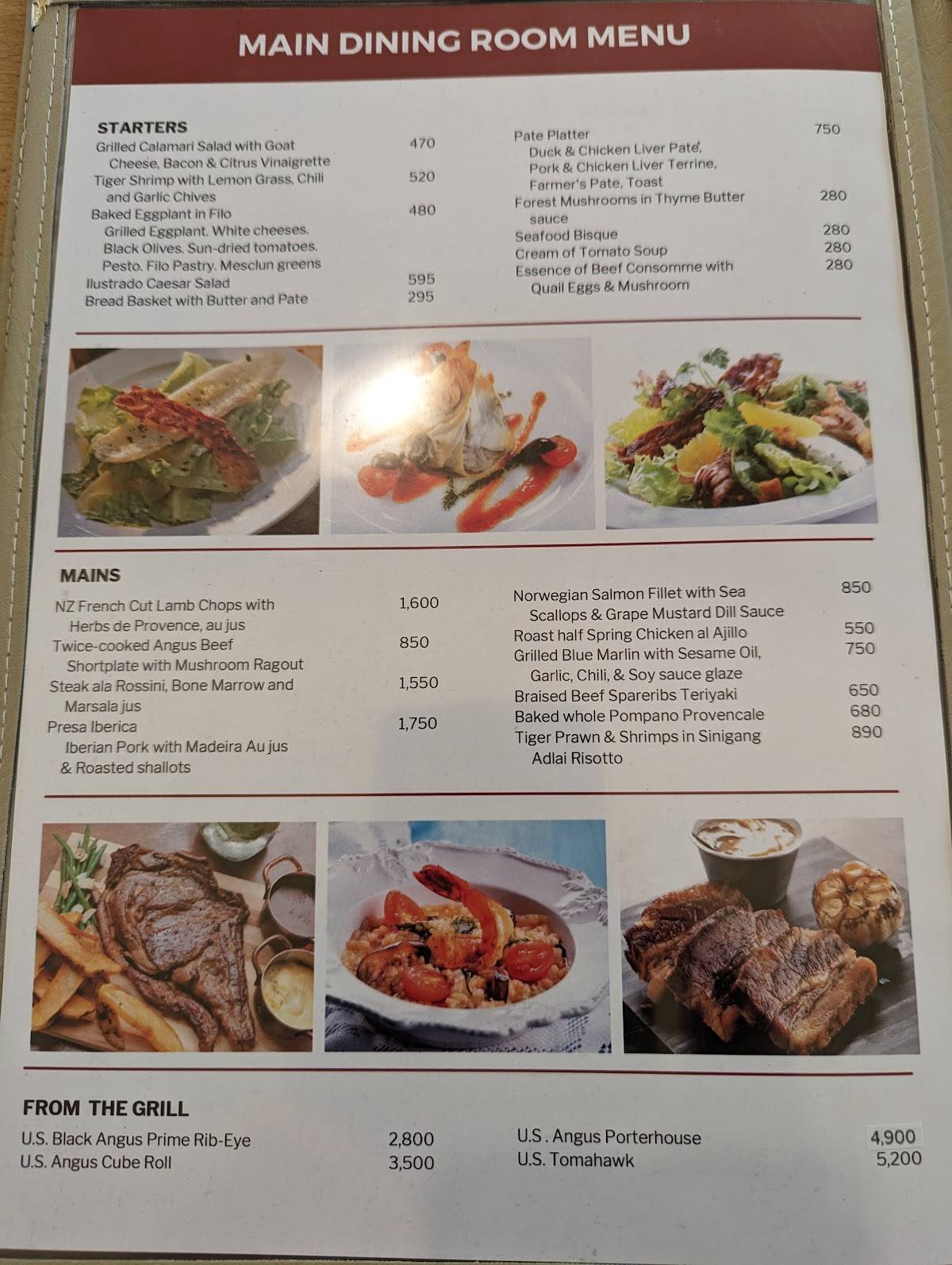 Menu at Ilustrado Restaurant, Manila, 744 Cabildo Street