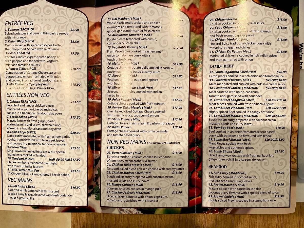 Menu at Indian Cottage restaurant, Sawtell