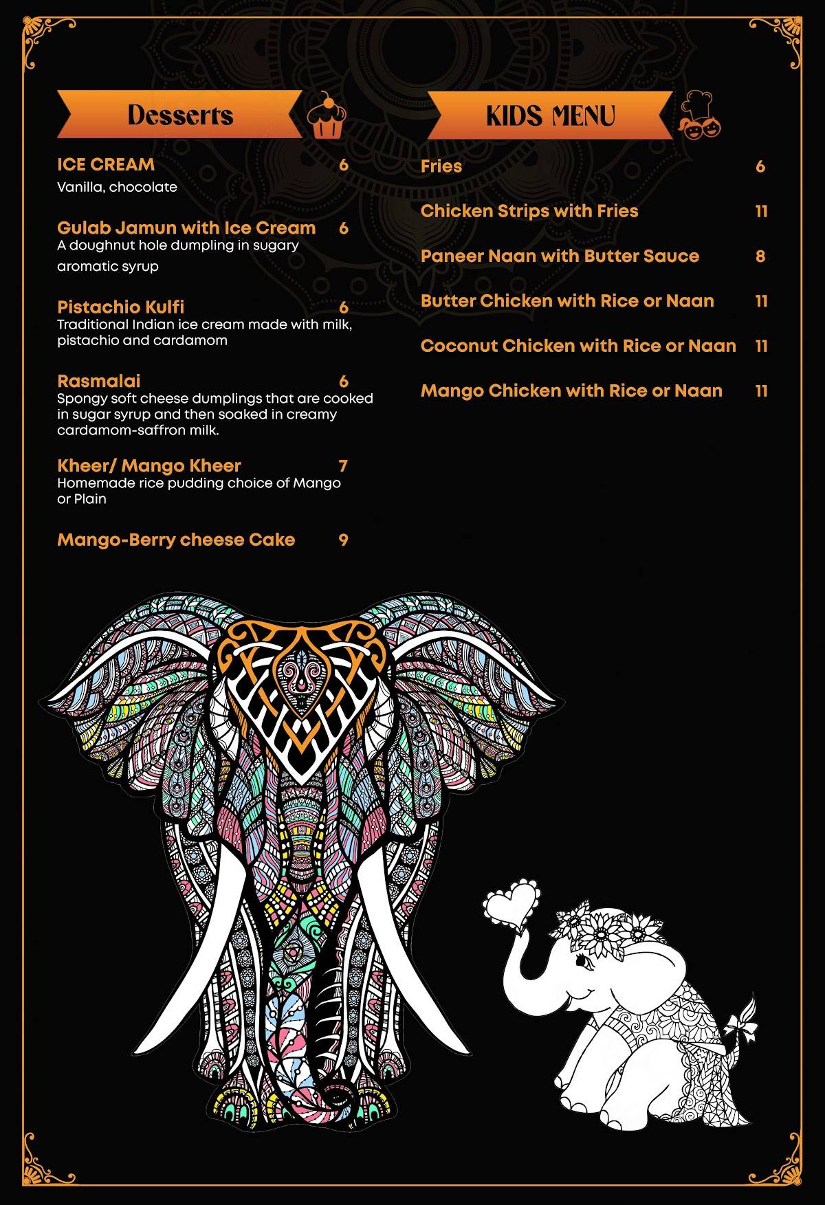 Menu at Indian Kitchen restaurant, Golden