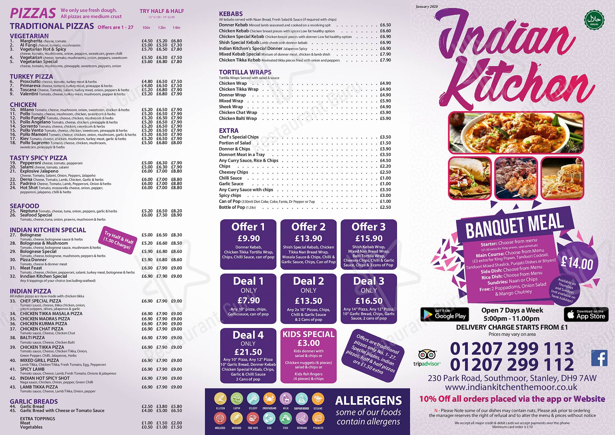Menu at Indian Kitchen SouthMoor pizzeria, Stanley, 230 Park Rd
