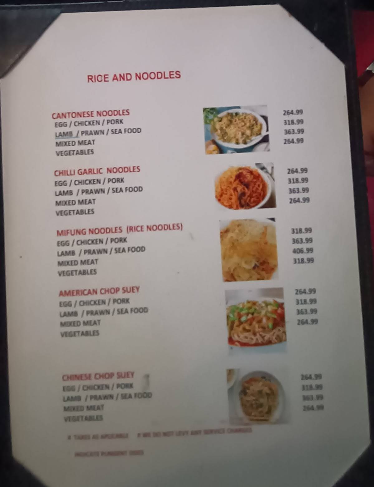 Menu at Indian Pagoda Chinese Restaurant, Siliguri