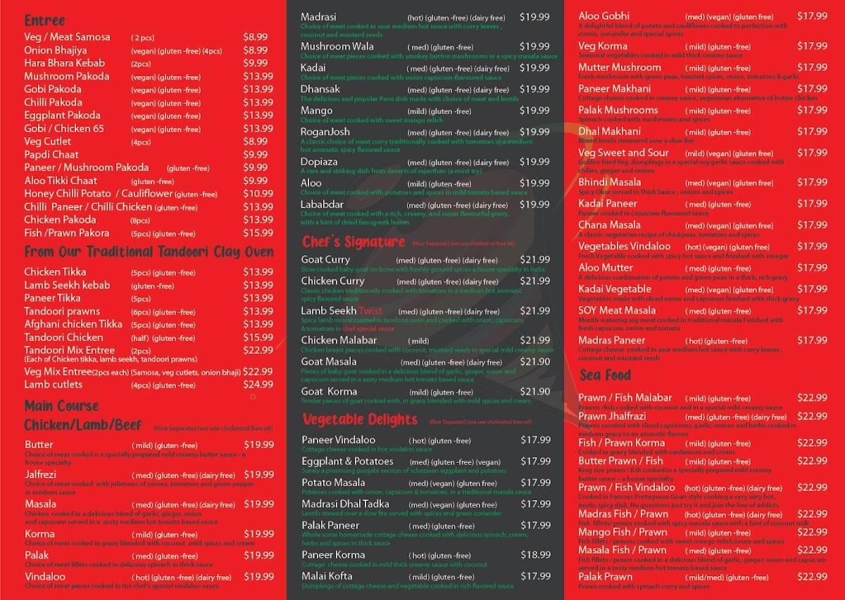 Menu at Indian Twist Restaurant & Banquets Kenwick, Kenwick