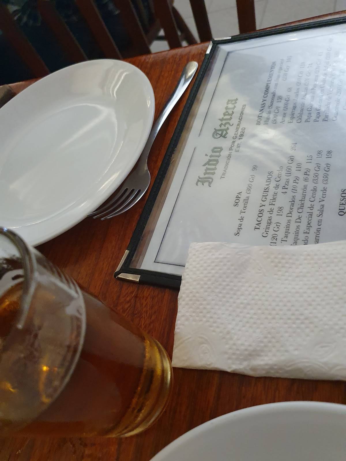 Carta del pub y bar Indio Azteca, Monterrey, Av. Francisco I. Madero 1101