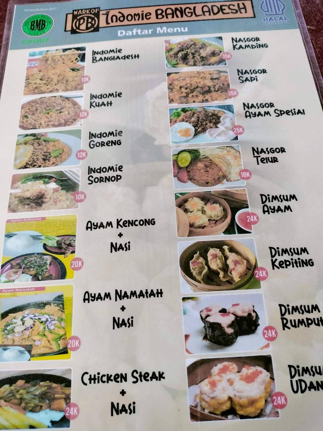 Menu at Indomie Bangladesh, East Kisaran