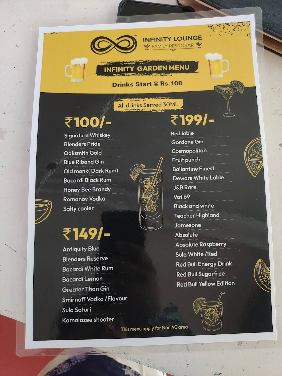 Menu at Infinity Family Restobar, Mumbai