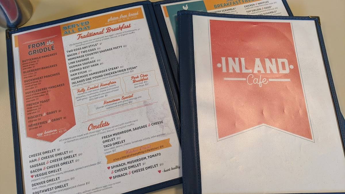 Menu at Inland Cafe, Baker City