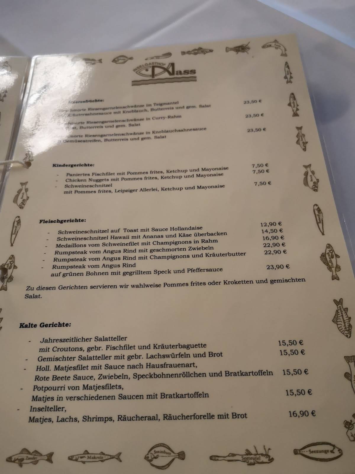 Speisekarte von Inselgasthof Nass restaurant, Rees