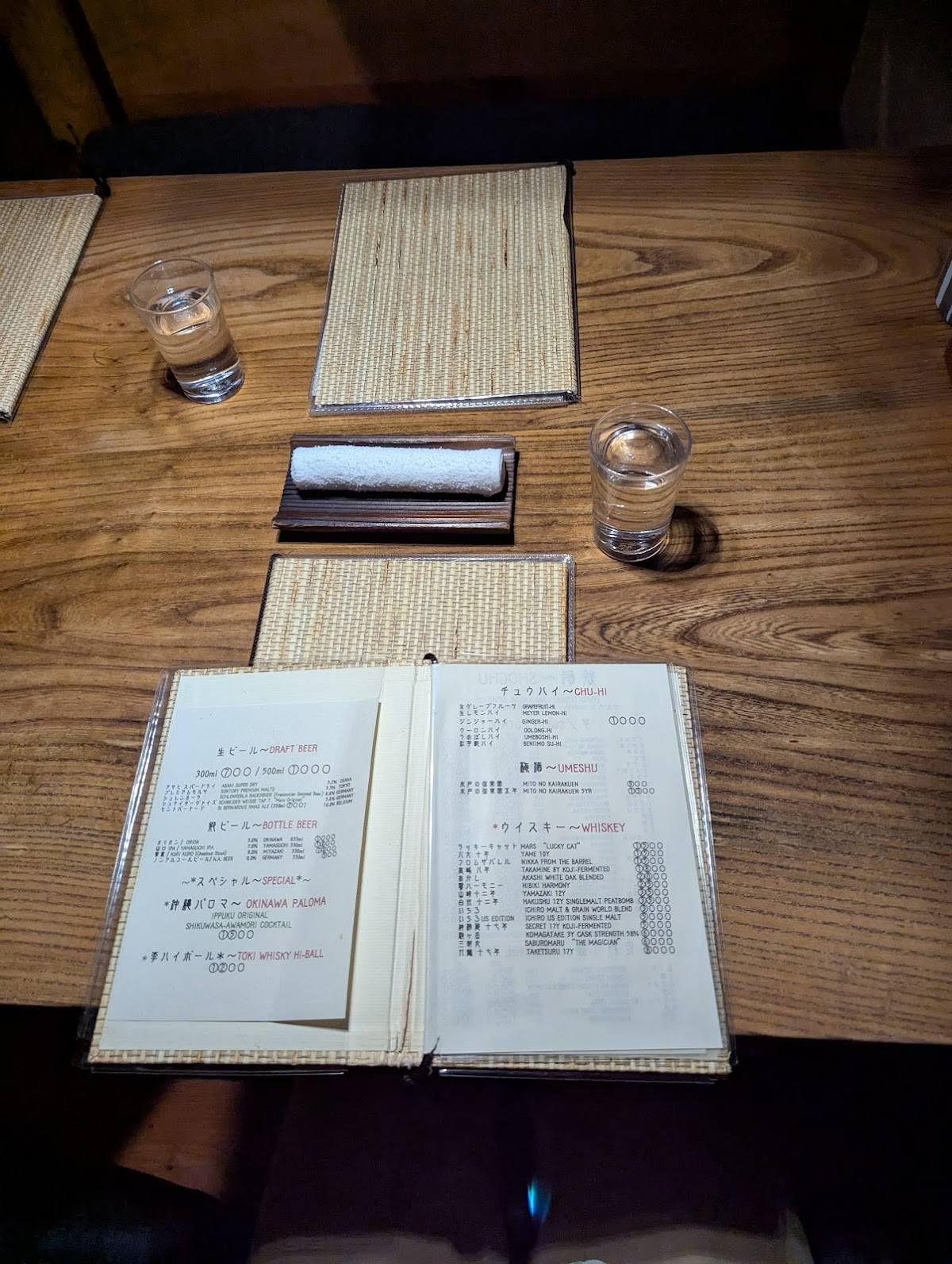 Menu at Ippuku pub & bar, Berkeley