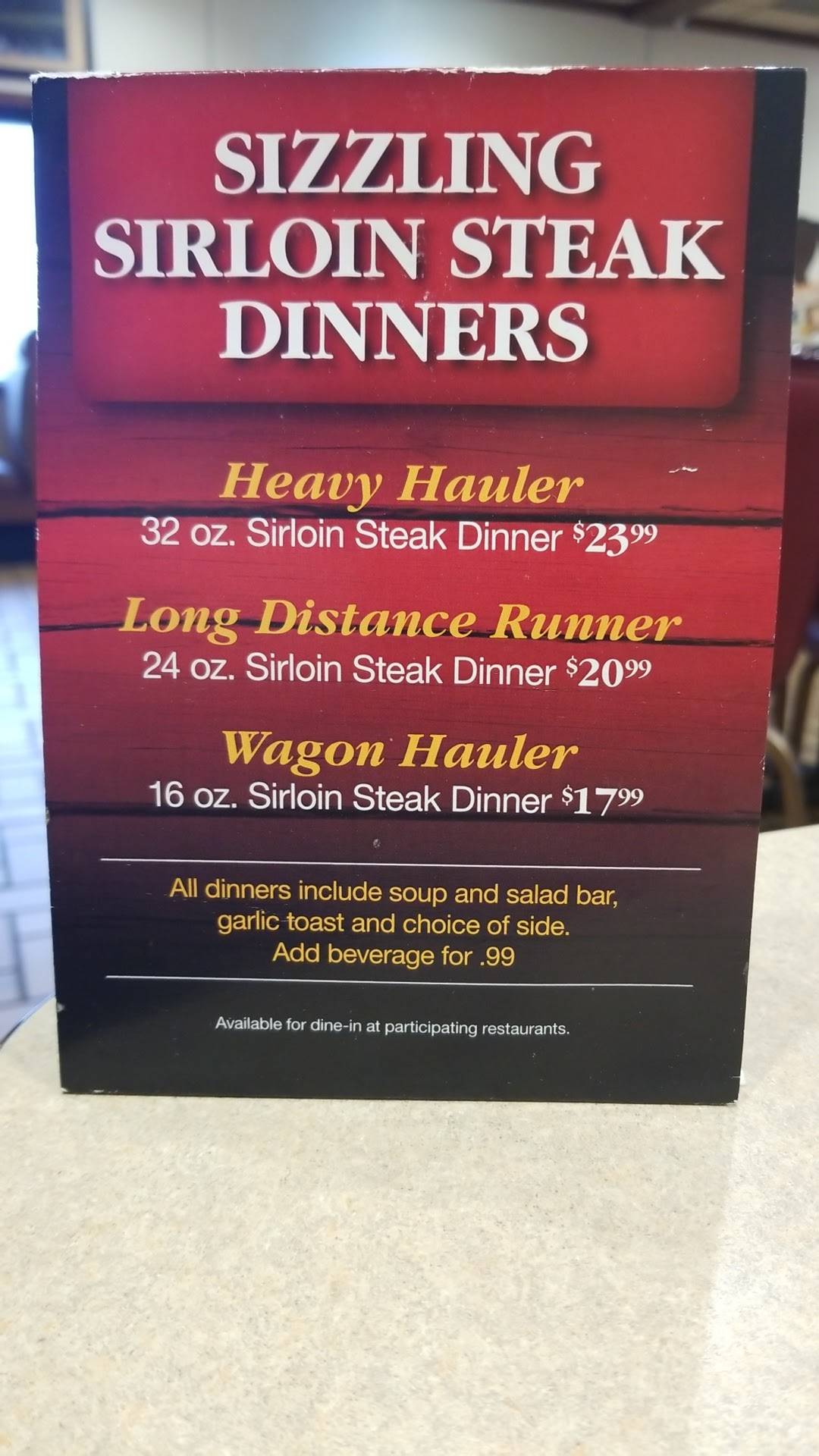 Menu at Iron Skillet restaurant, Girard