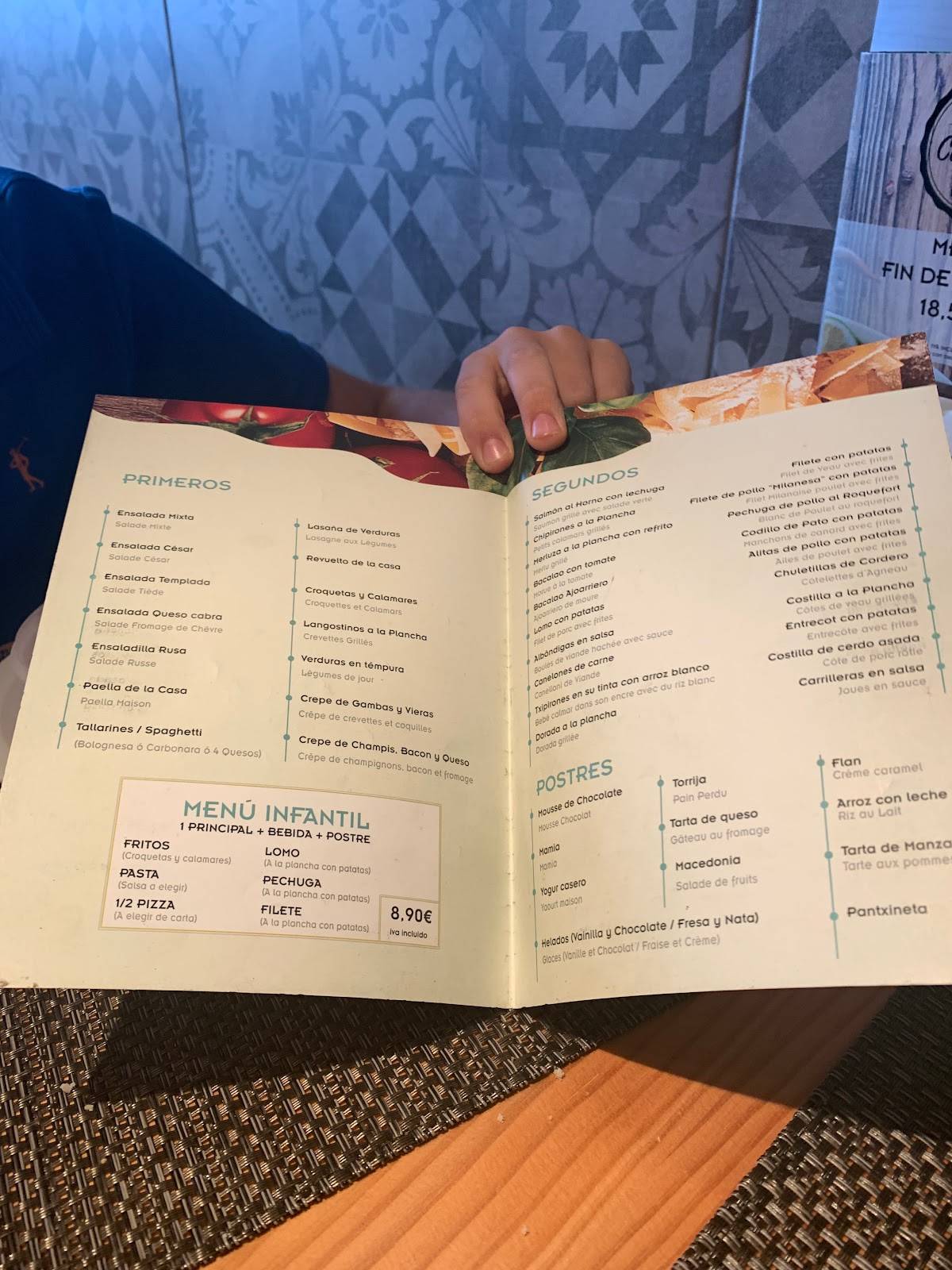 Carta de Cafeteria Colón, Irun