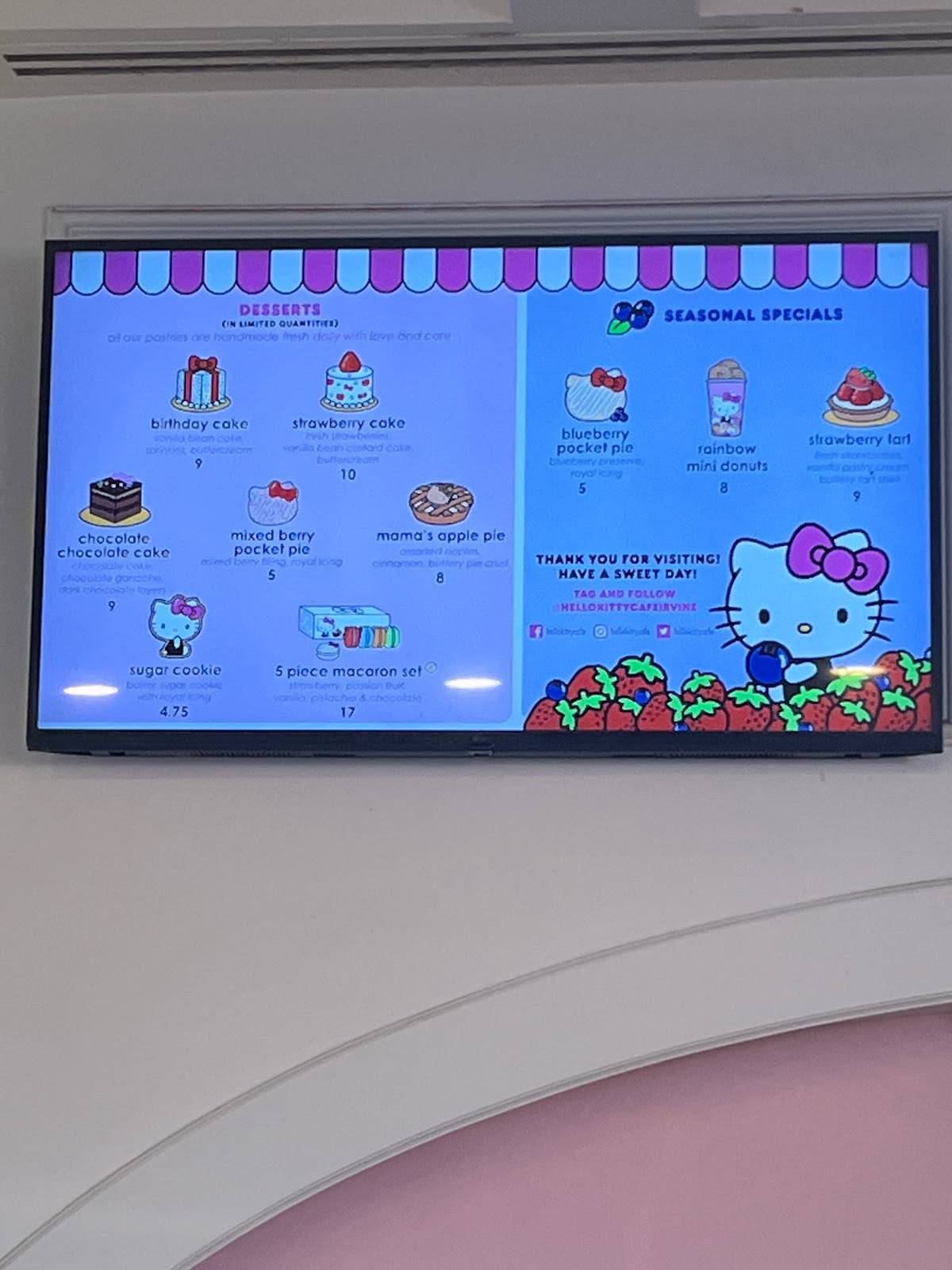 Menu at Hello Kitty Café cafe, Irvine