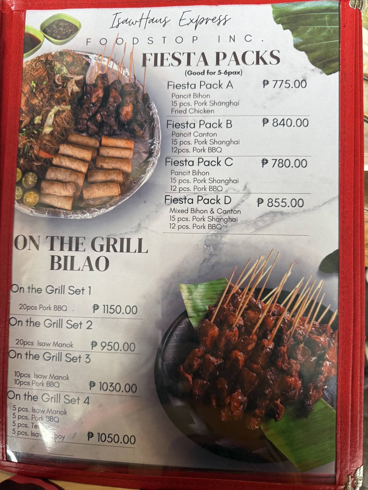 Menu at Isaw Haus - Marilaque restaurant, Tanay