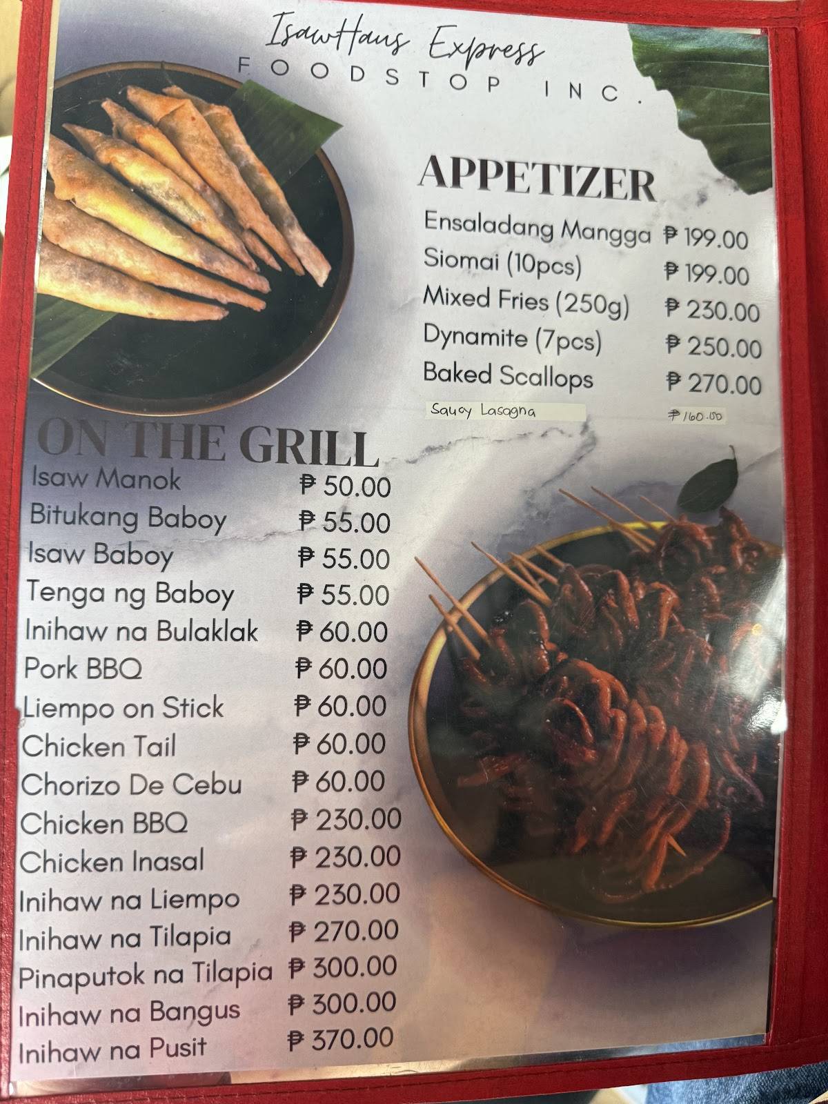 Menu at Isaw Haus - Marilaque restaurant, Tanay