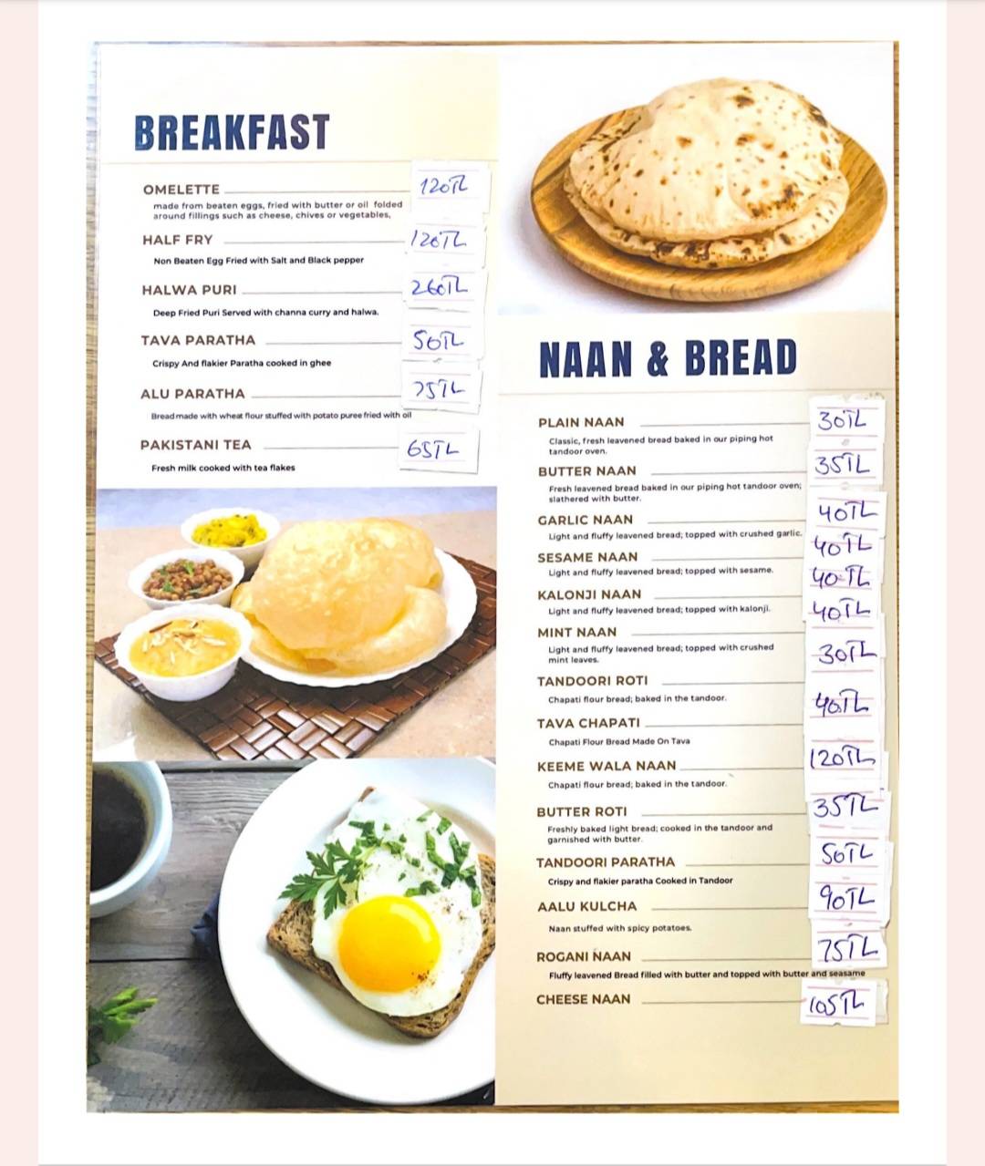 Menu at Karachi Darbar Pakistani Restaurant, Istanbul