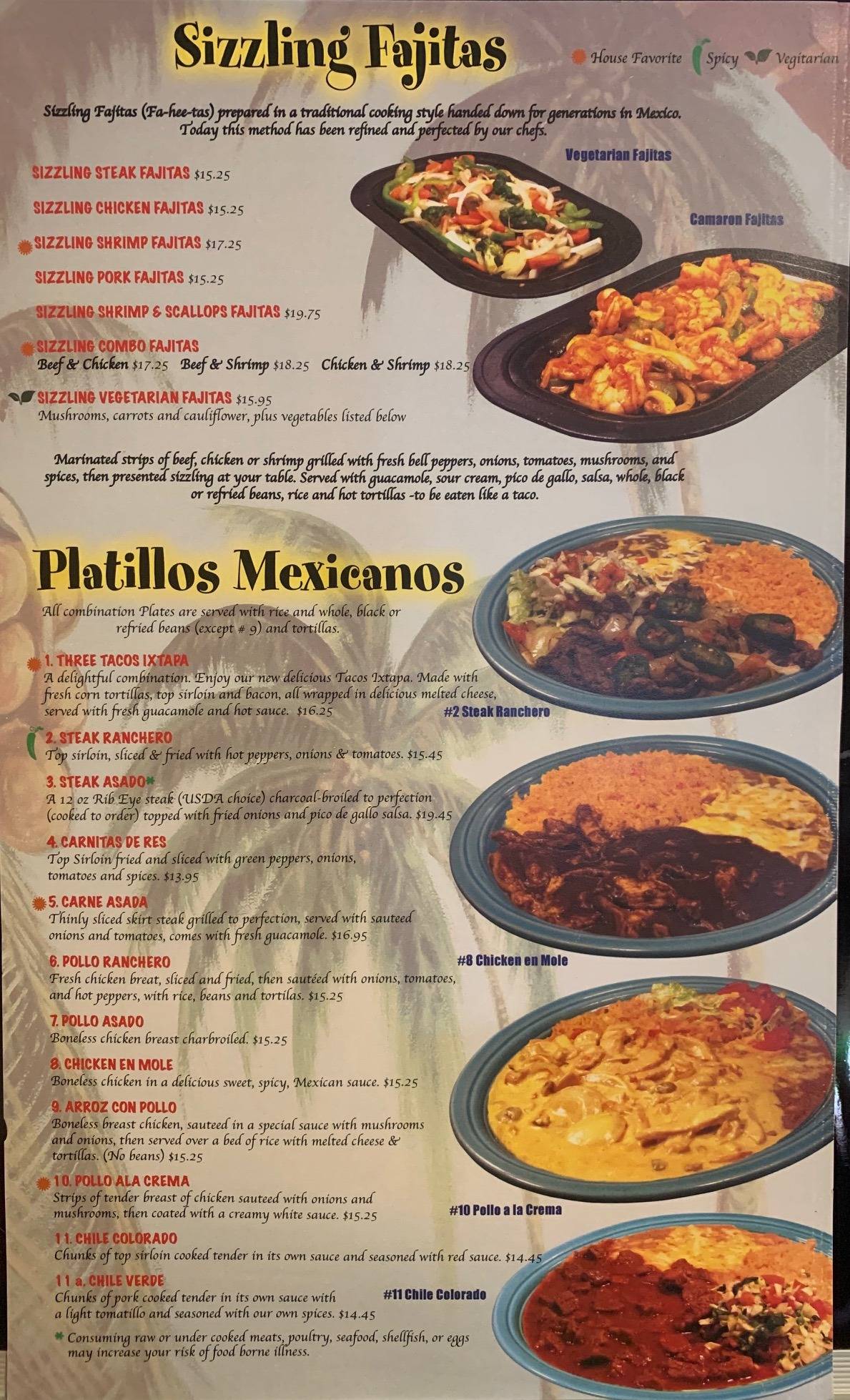 Menu at Ixtapa Mexican Restaurant, Hermiston