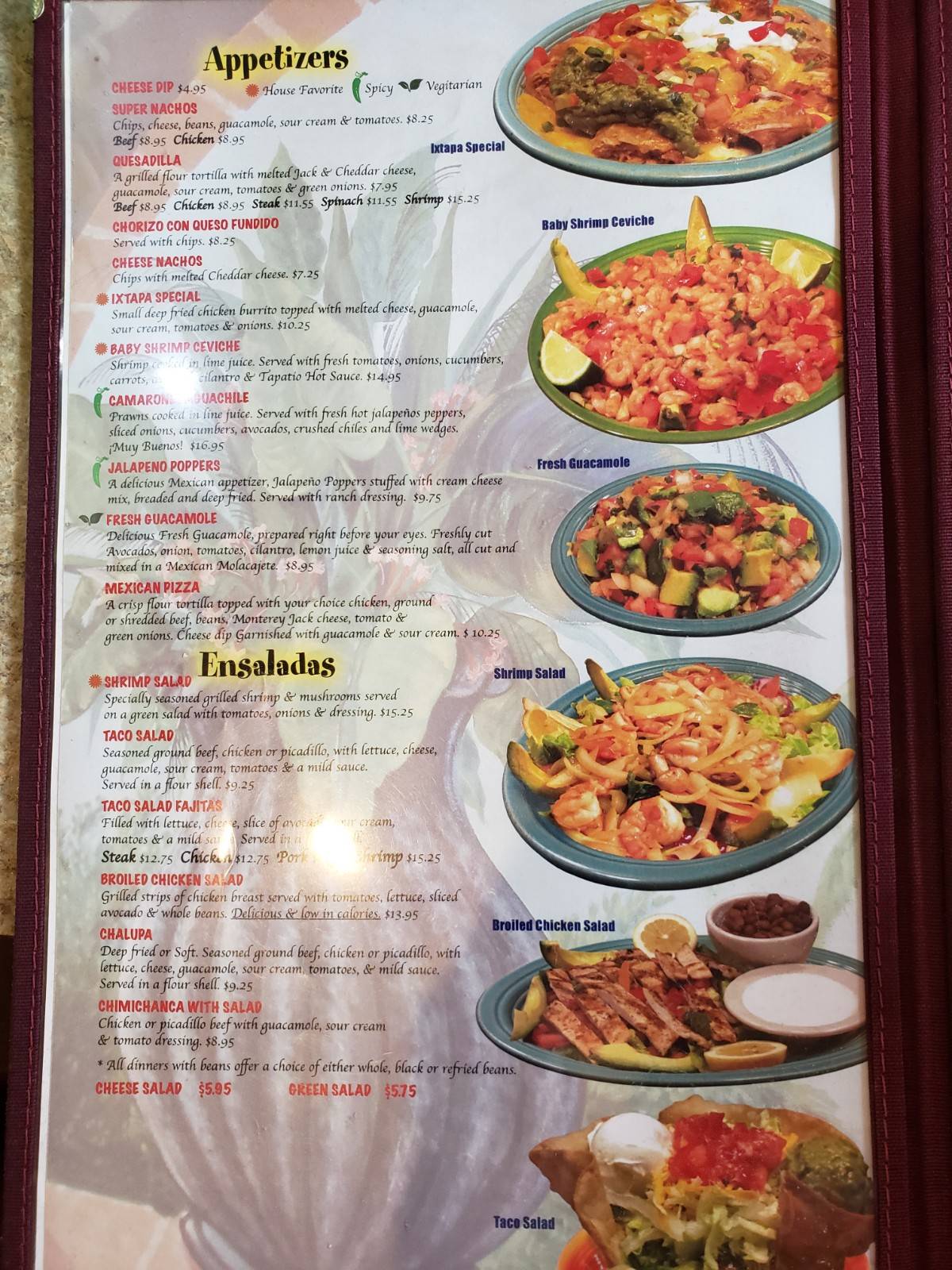 Menu at Ixtapa Mexican Restaurant, Hermiston
