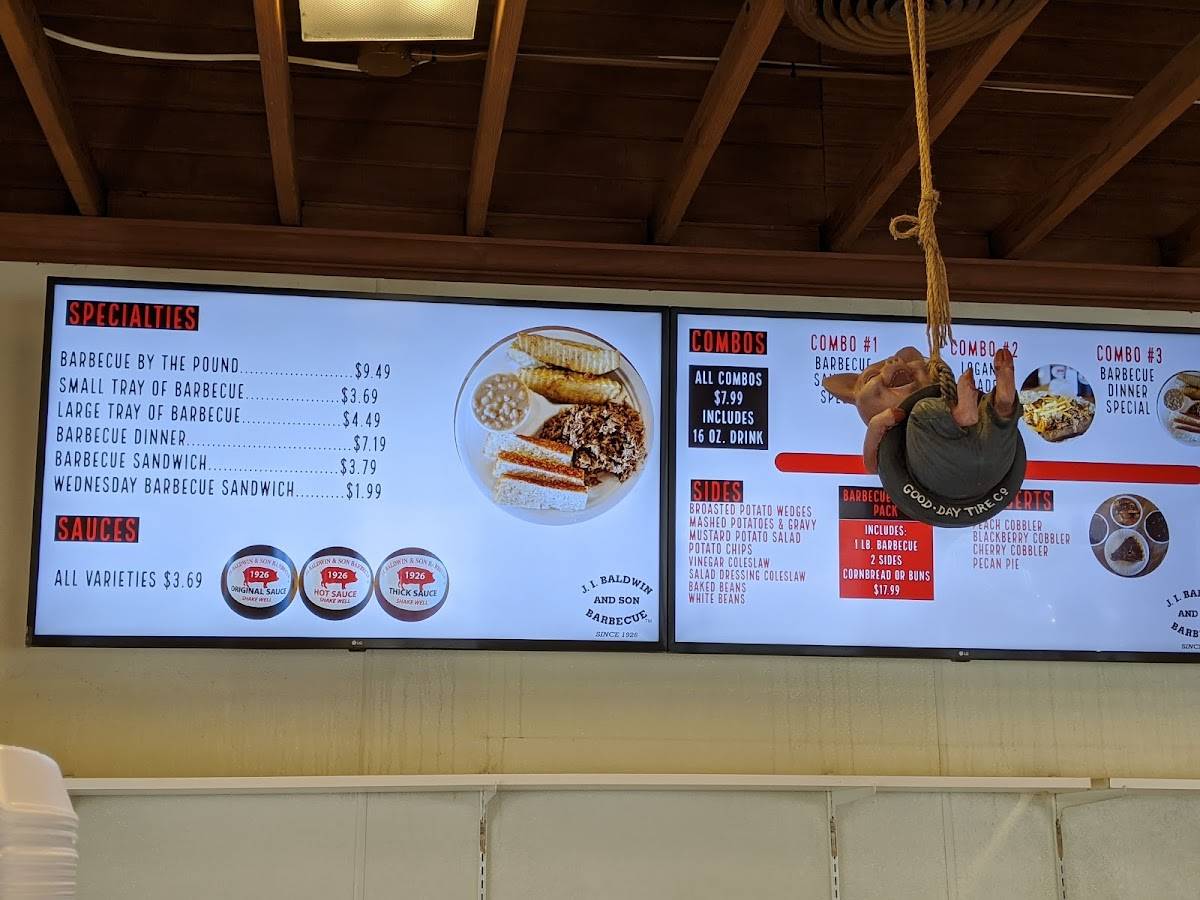 Menu at J. I. Baldwin and Son Barbecue, Springfield