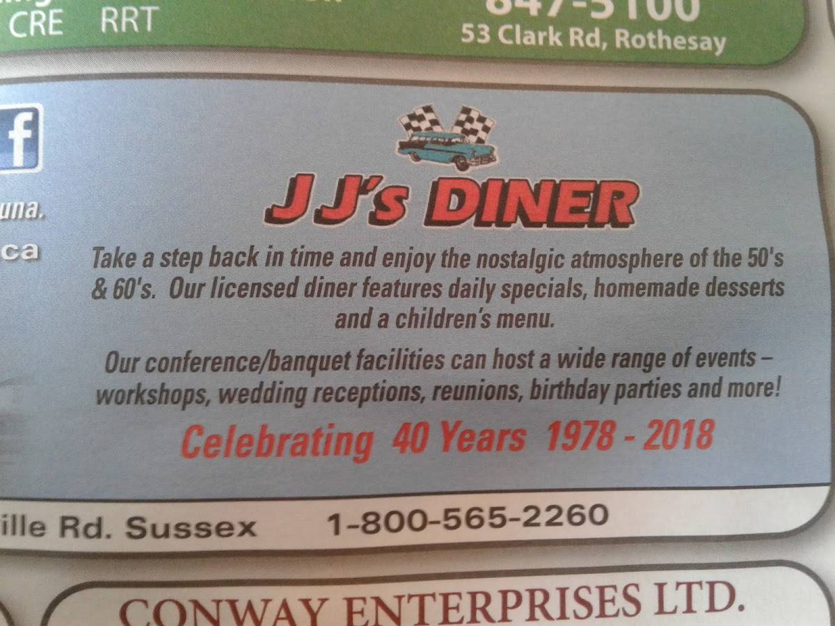 Menu at JJ's Diner restaurant, Sussex