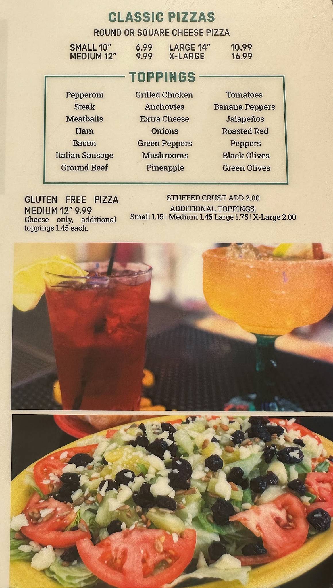 Menu at JP's Pizzeria & Grill, Calcutta
