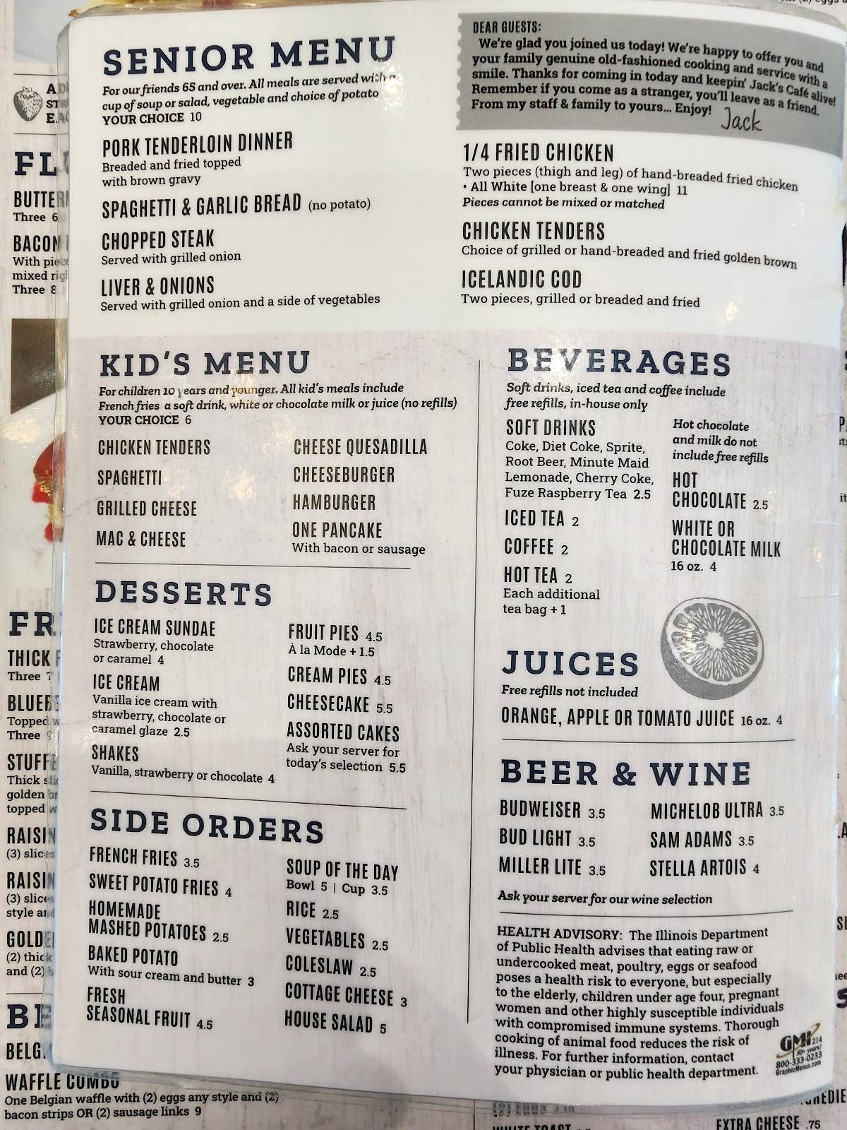 Menu at Jack's Cafe, Tremont, 130 Lake St
