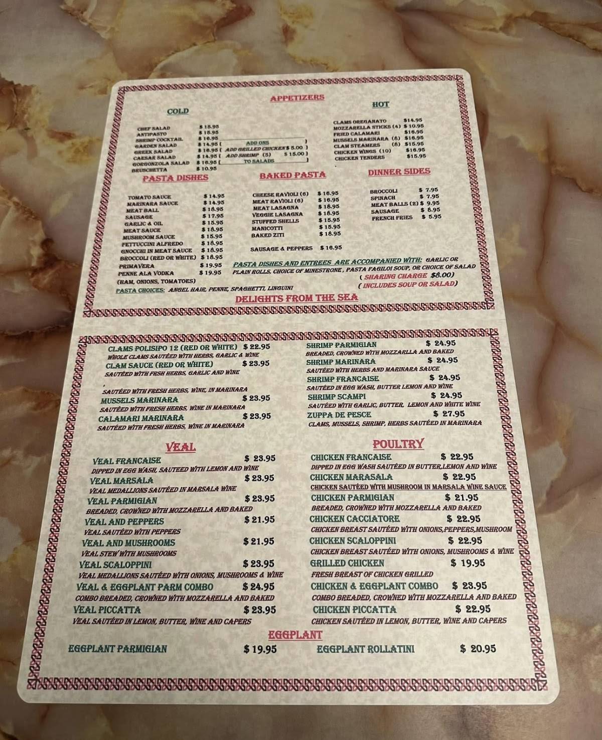 Menu at Jack's Pizzeria & Italian Restaurant, Delray Beach