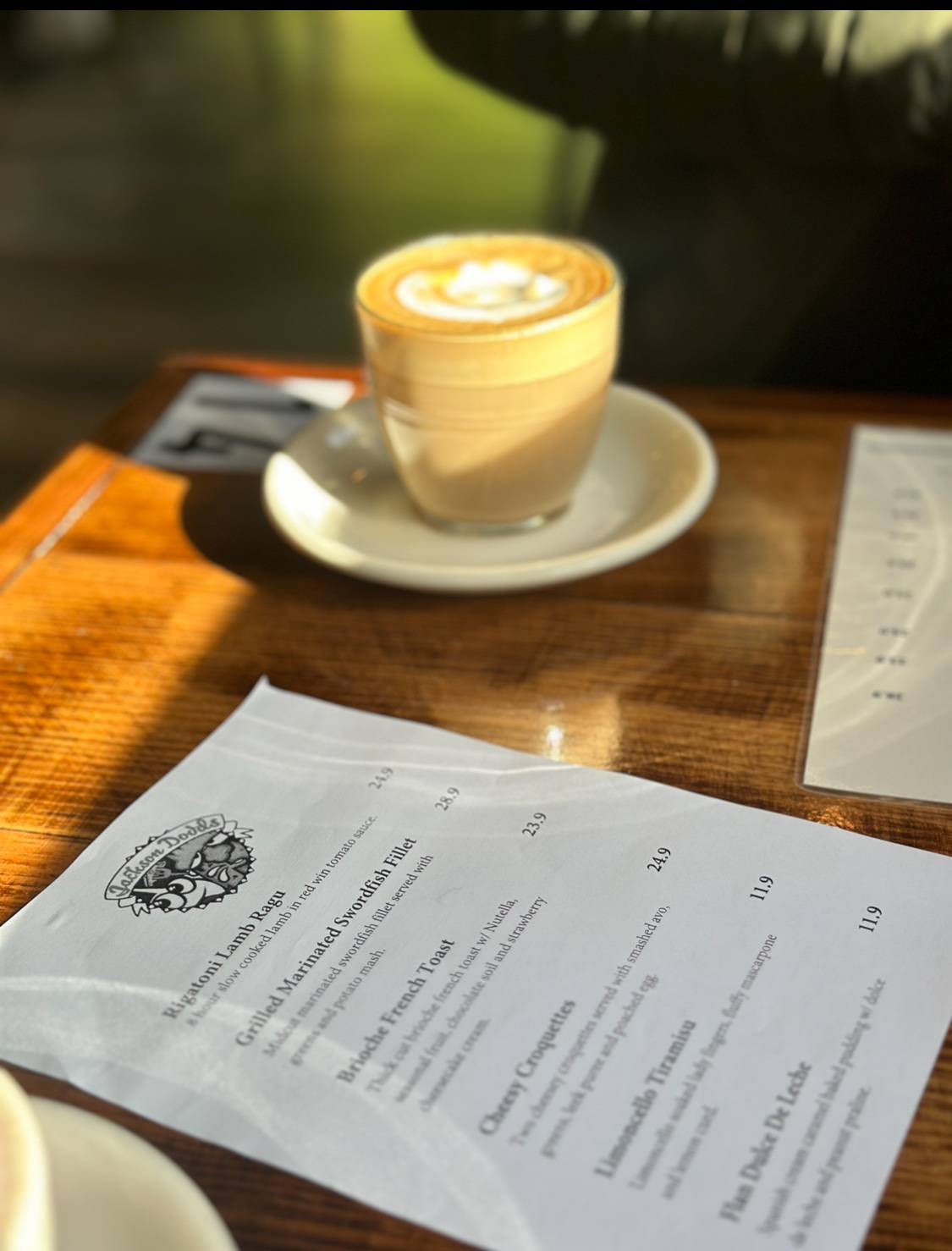 Menu at Jackson Dodds Cafe Melbourne, Preston
