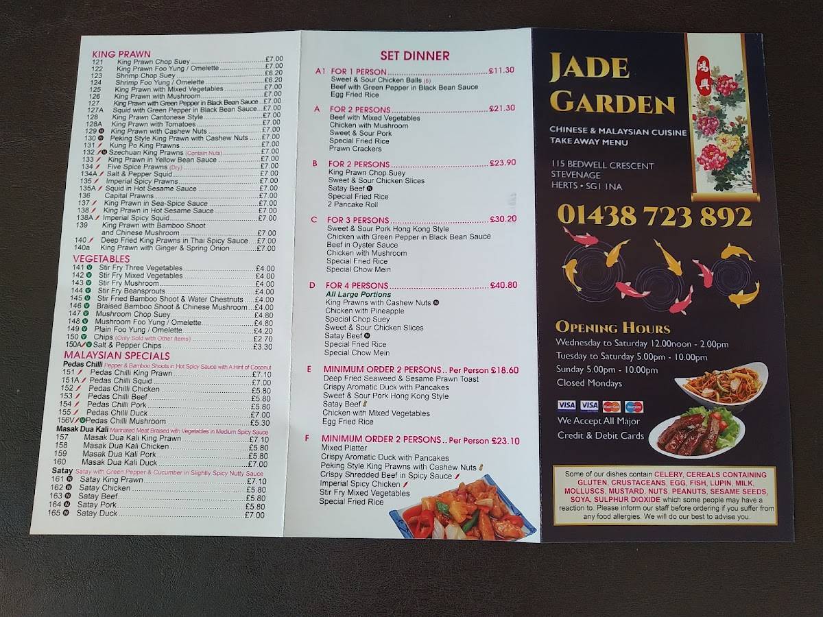 Menu at Jade Garden fast food, Stevenage, 115 Bedwell Cres