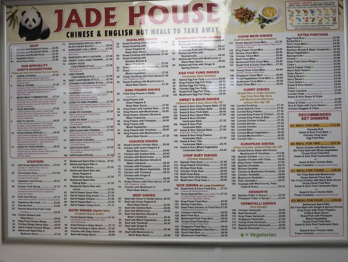 Menu at Jade House Shifnal restaurant, Shifnal