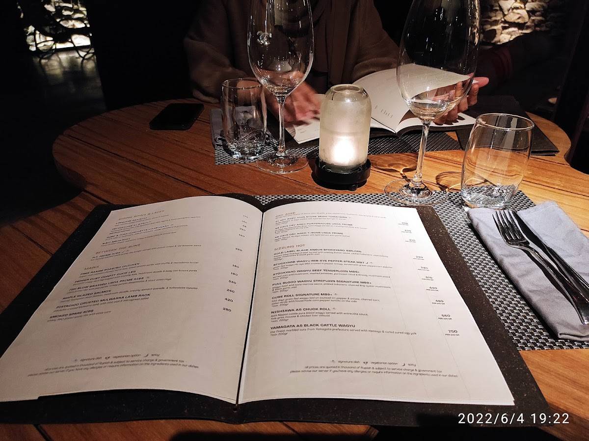 Menu at Skye restaurant, Jakarta