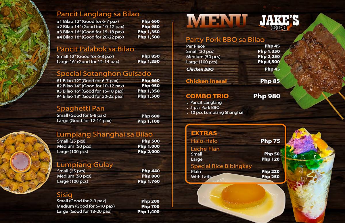 Menu at Jake's BBQ - Antipolo, Lipa, 187 P. Torres Street