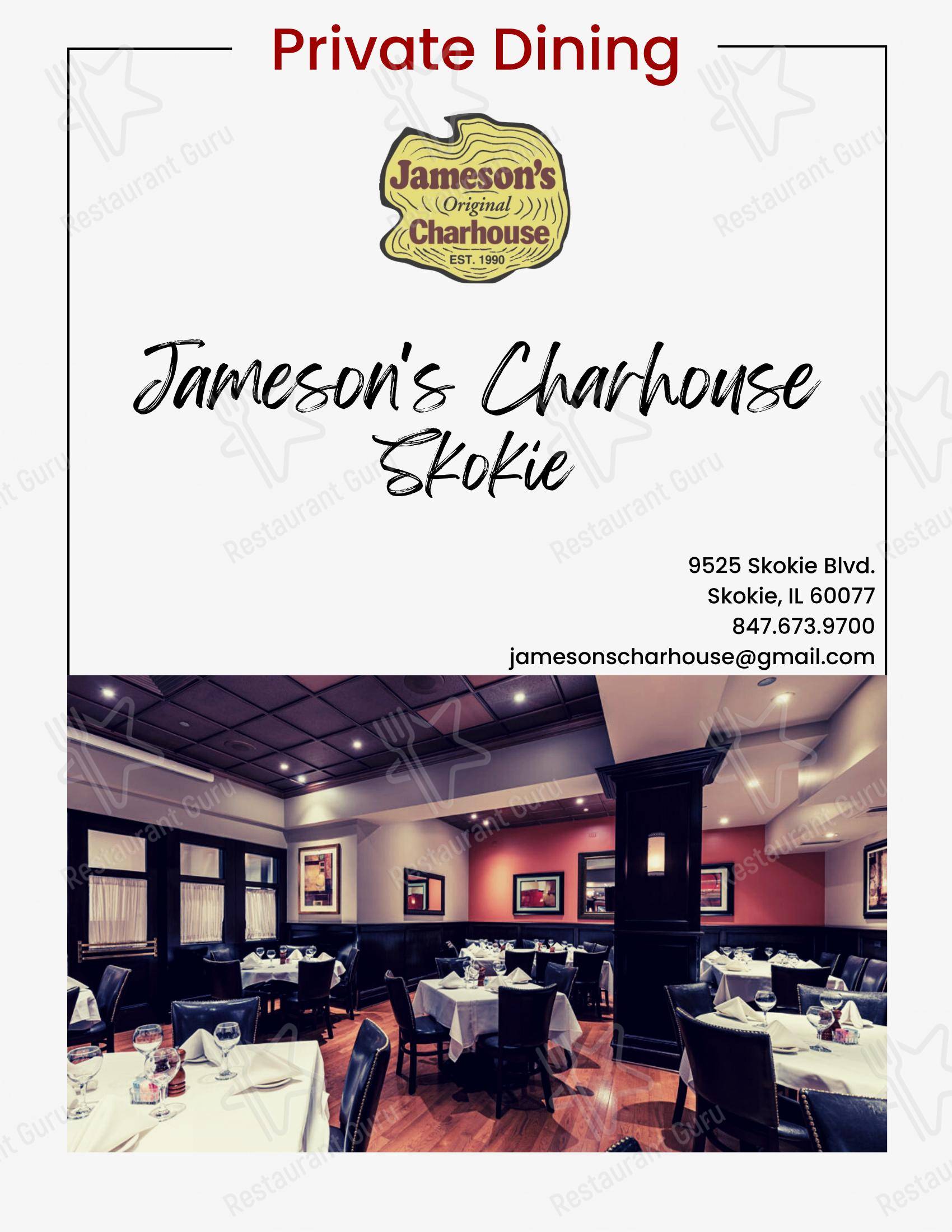 Menu at Jameson's Charhouse steakhouse, Crystal Lake