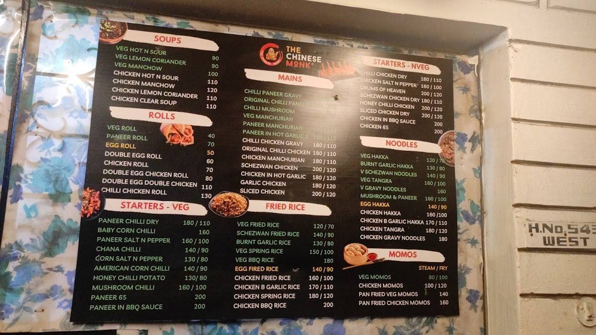 Menu at The Chinese Monk, Jamshedpur