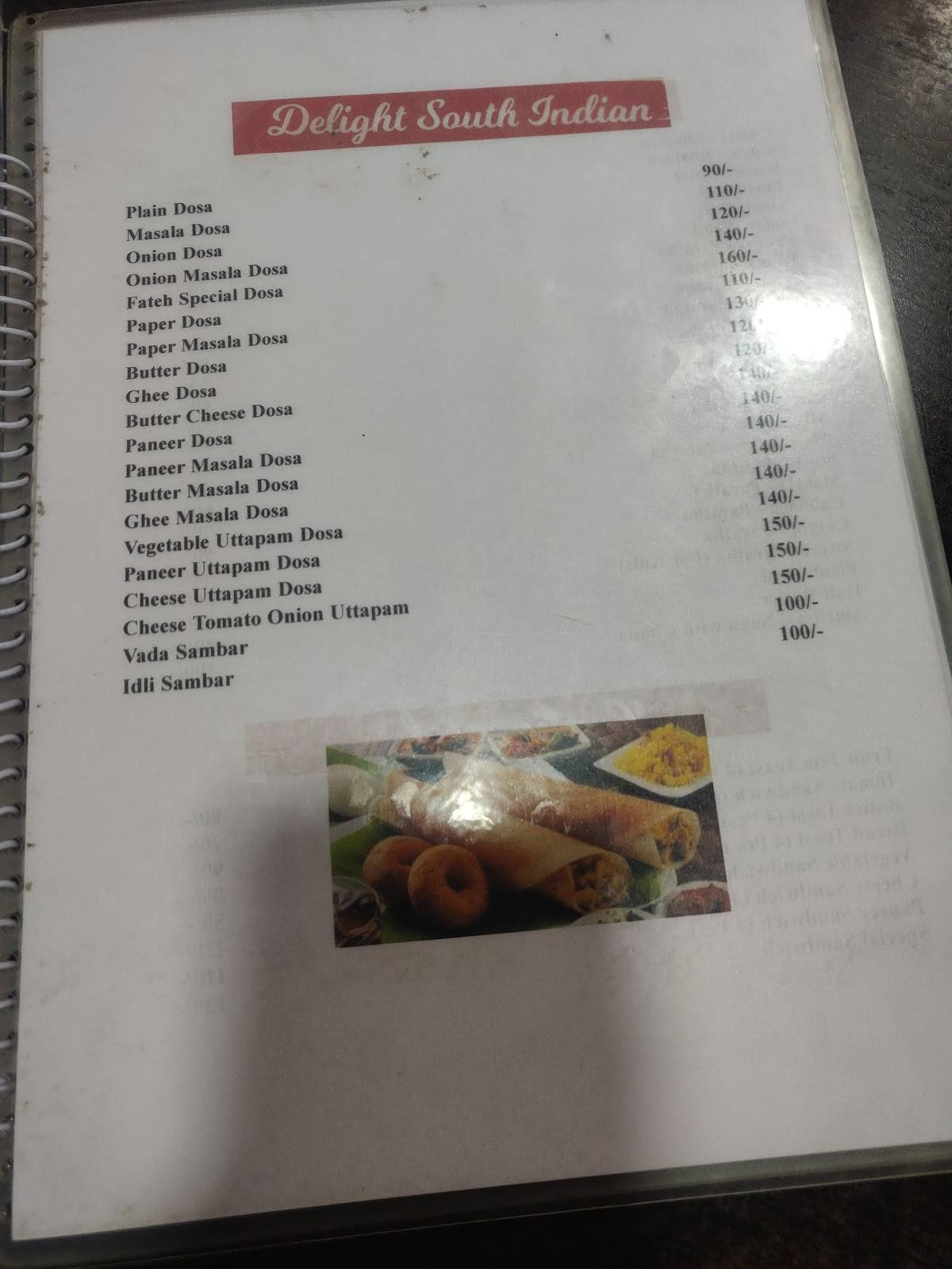 Menu at Fateh Da Dhaba, Jawalamukhi