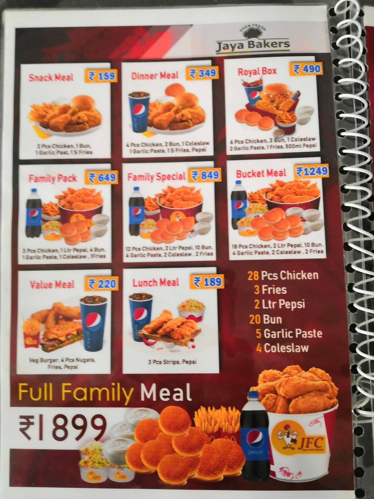 Menu at Jaya Bakers, Thrissur, G626+VVJ