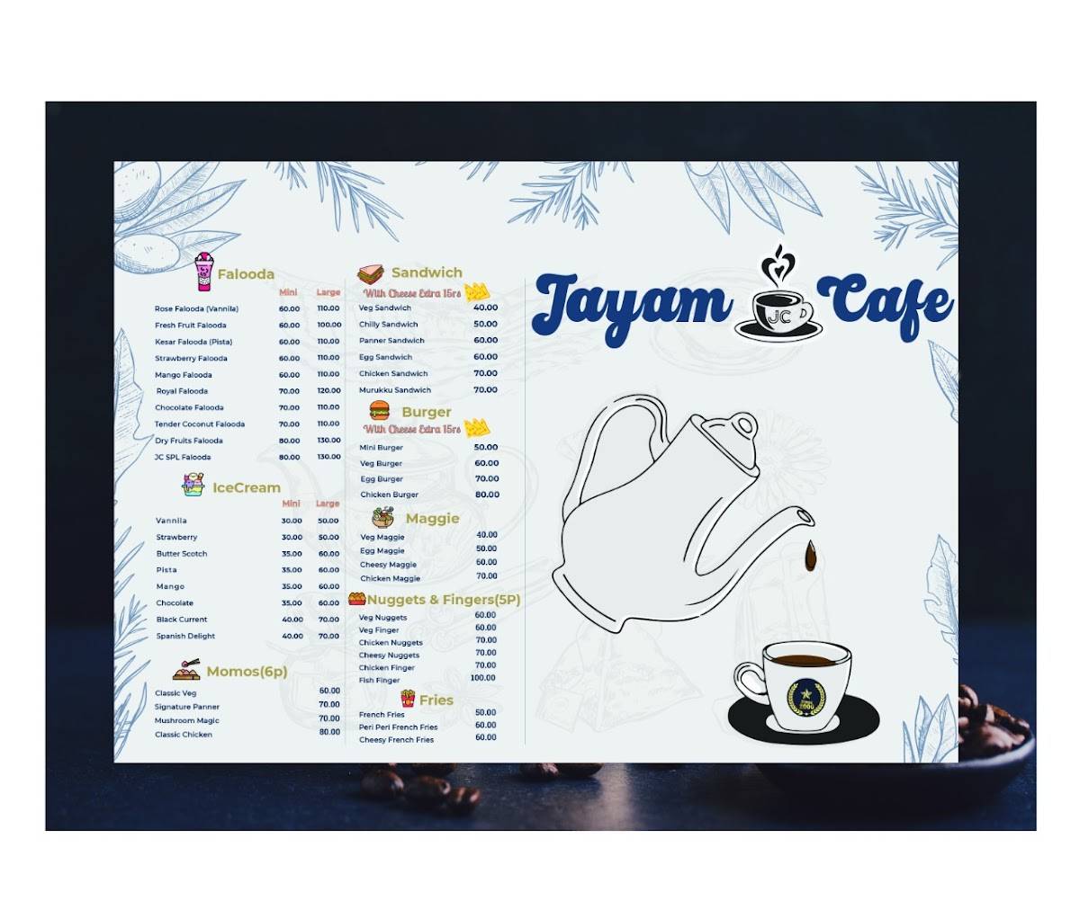 Menu at Jayam Cafe, Chennai, No:2