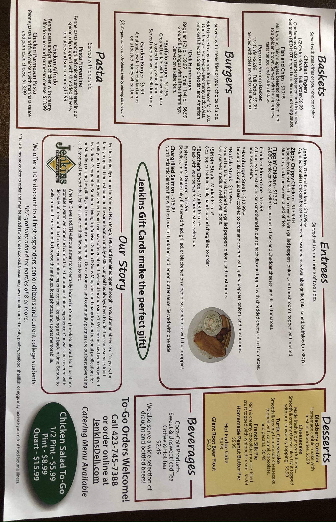 Menu at Jenkins Grille & Market pub & bar, Athens