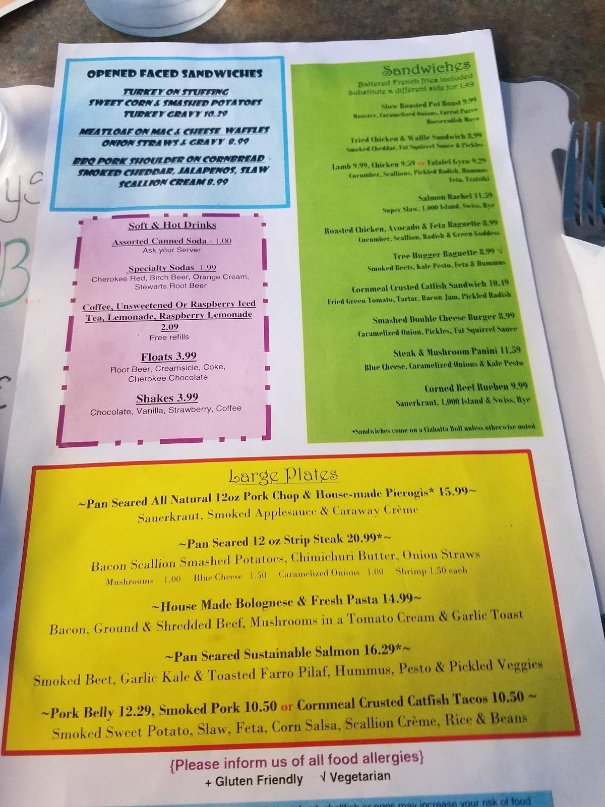 Menu at The Fat Squirrel Restaurant, Jennerstown