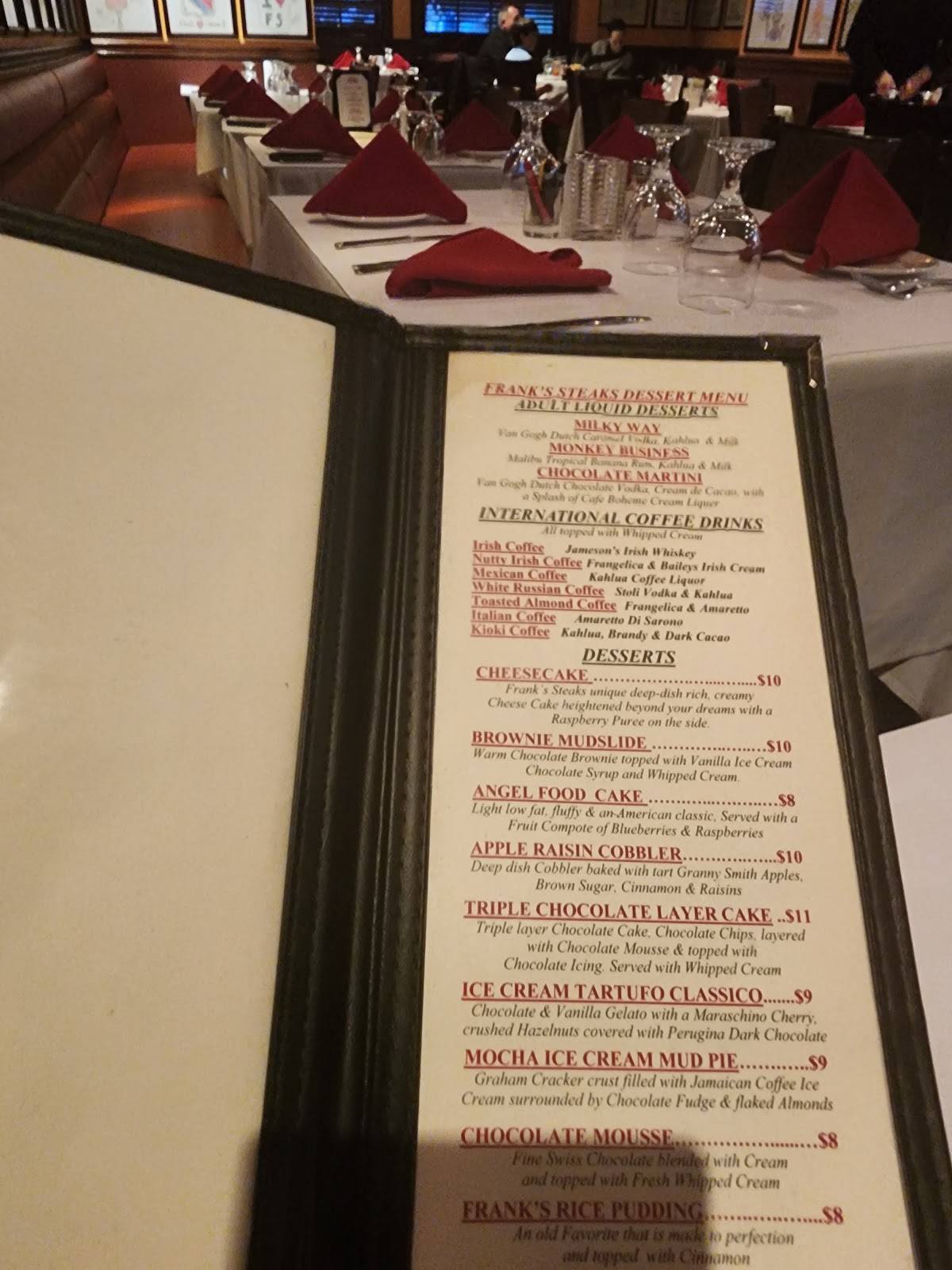Menu at Frank's Steaks In Jericho pub & bar, Jericho, 4 Jericho Turnpike