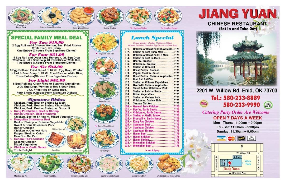 Menu at Jiang Yuan restaurant, Enid