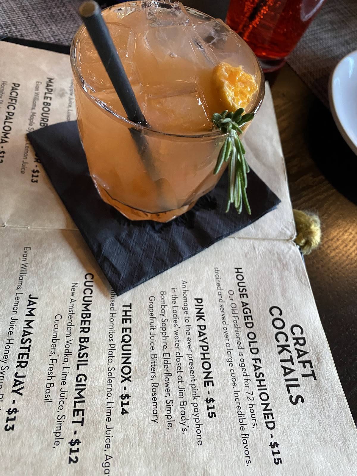 Menu at Jim Brady's Royal Oak restaurant, Royal Oak