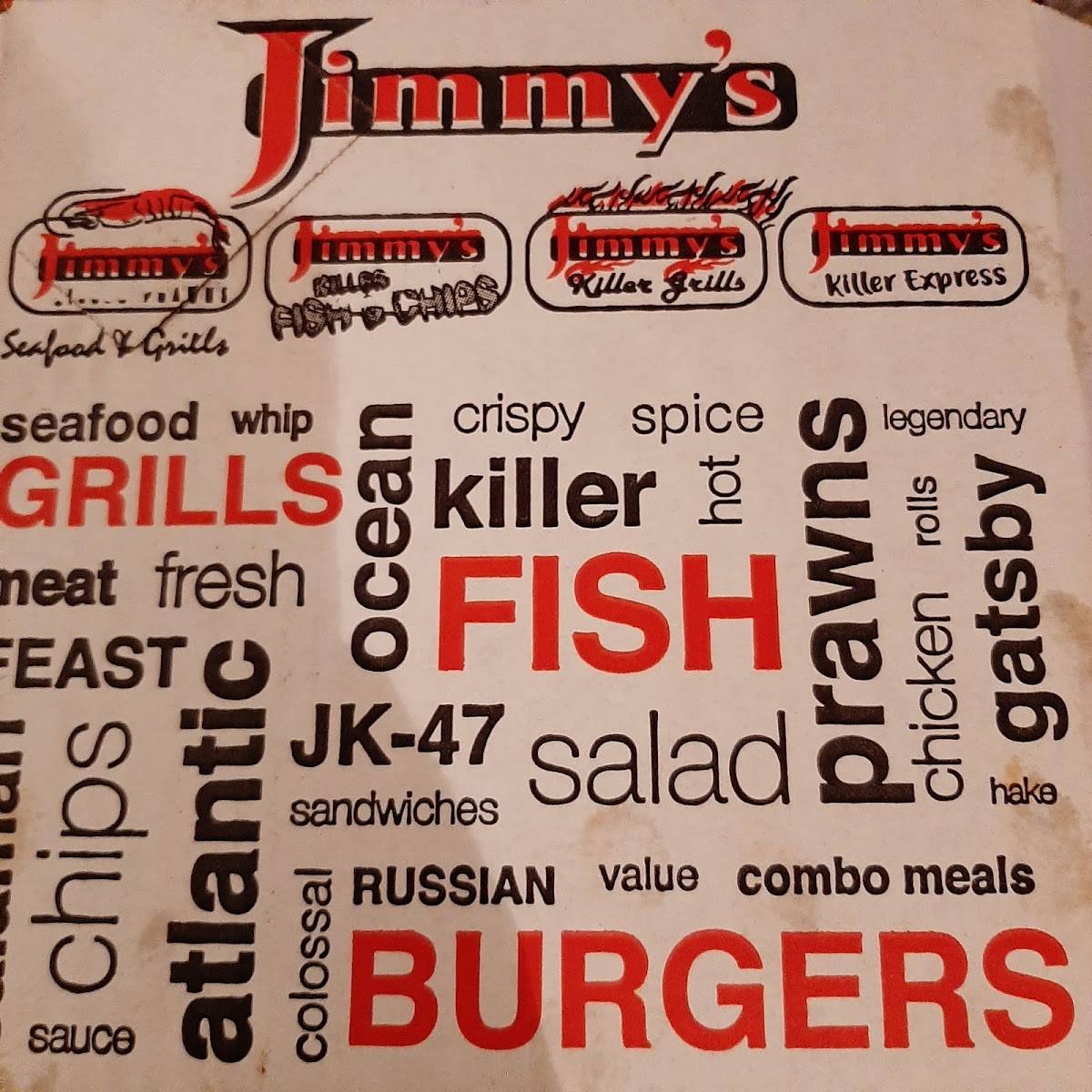 Menu at Jimmys Florida restaurant, Roodepoort
