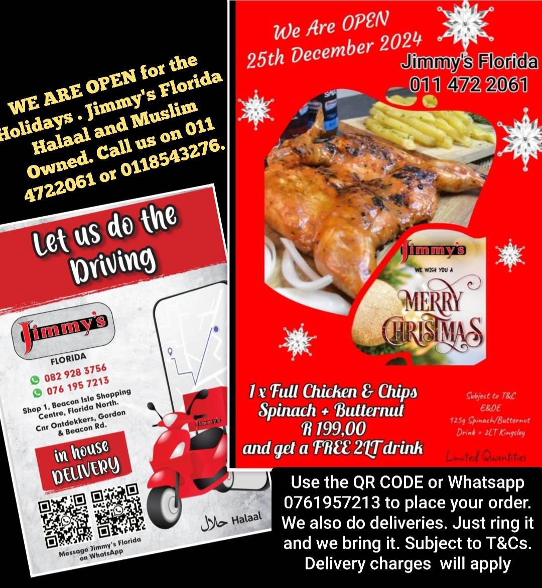 Menu at Jimmys Florida restaurant, Roodepoort