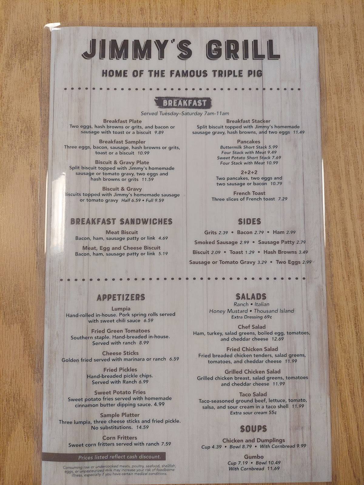 Menu at Jen’s Grill restaurant, Molino, US-29