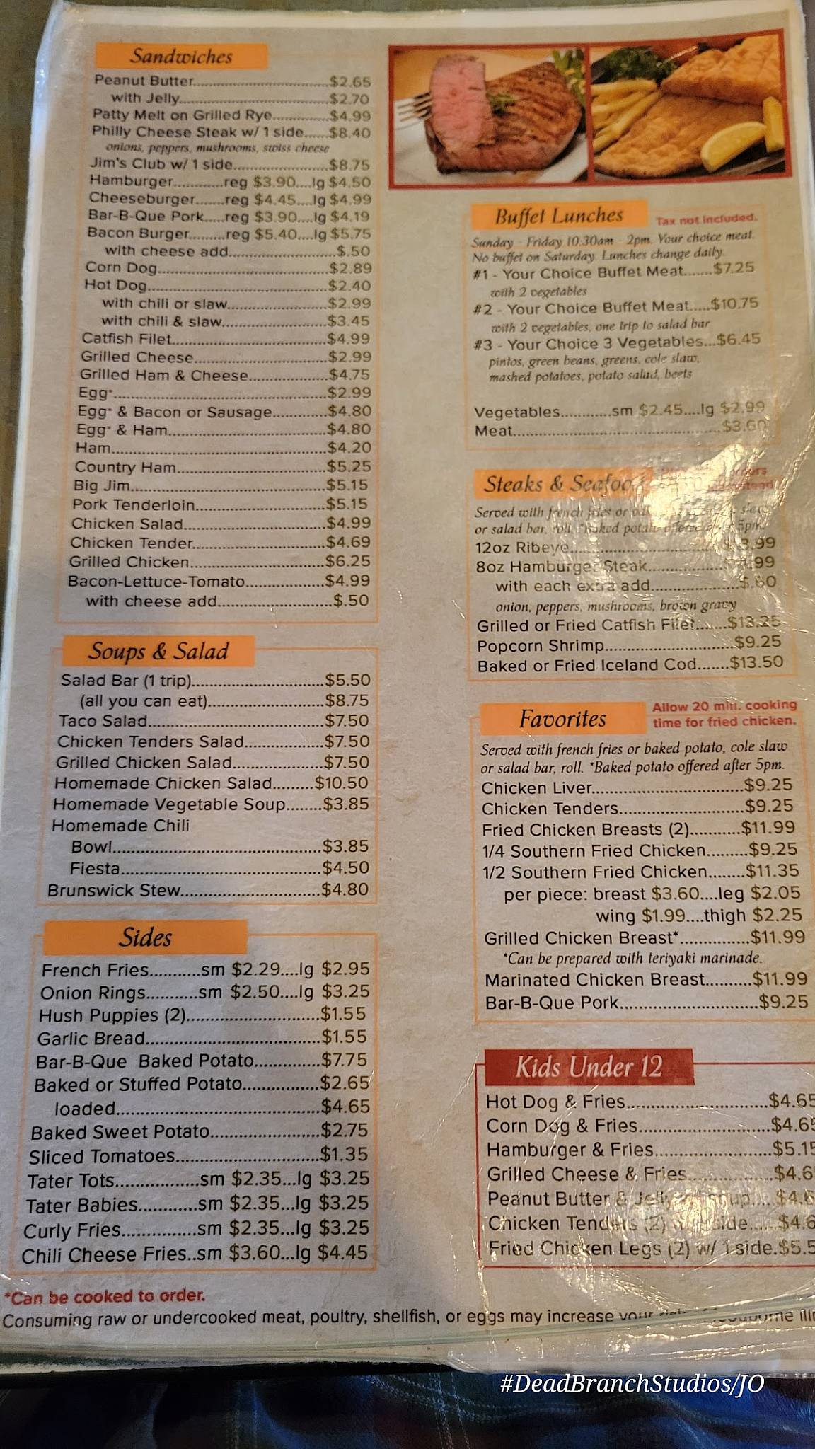 Menu at Jim's Family Restaurant, Summerville