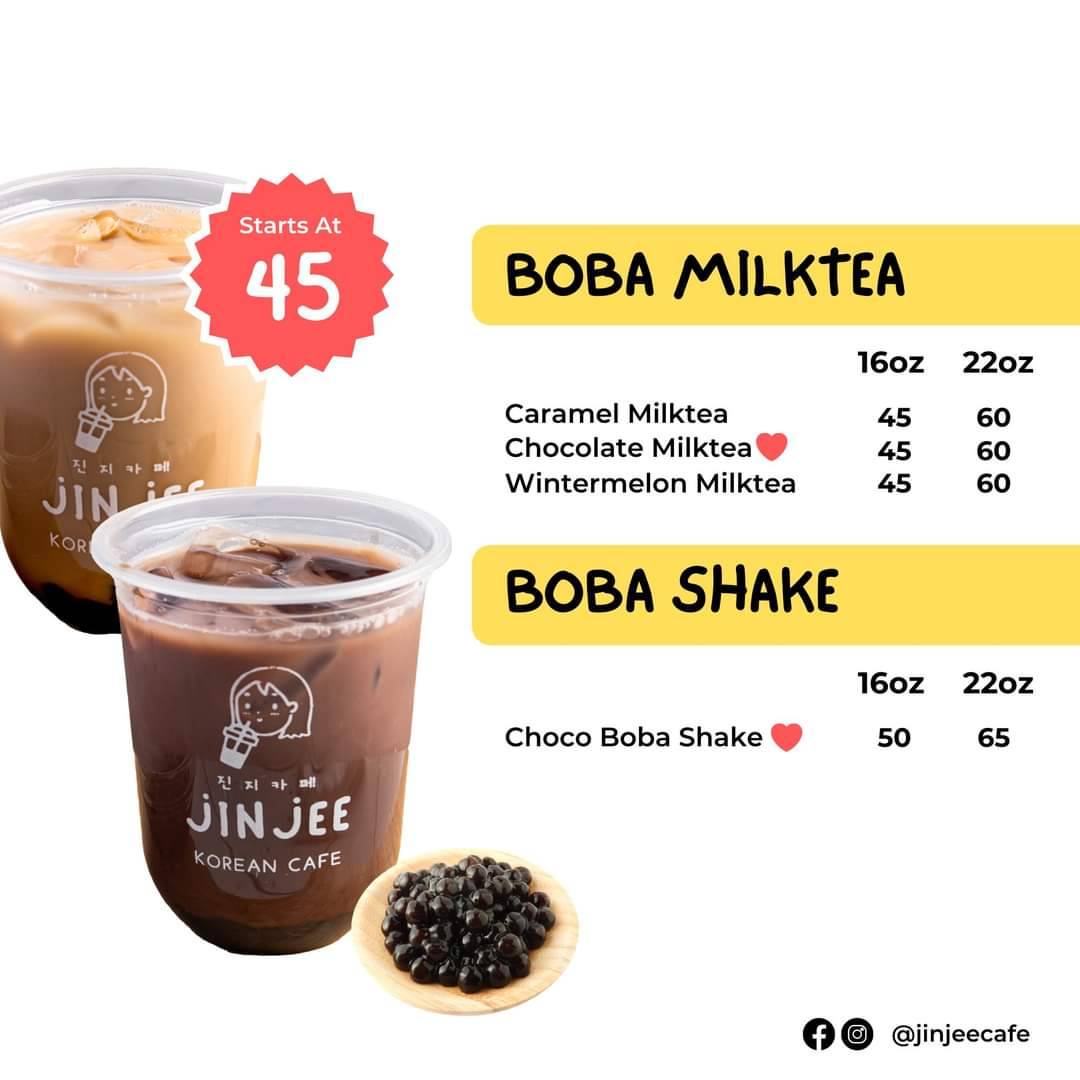Carta de JinJee Korean Cafe, Manila