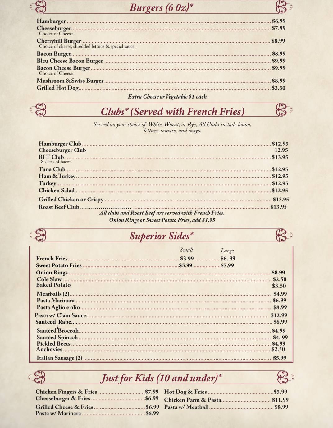 Menu at Cherry Hill Grille pub & bar, Johnston