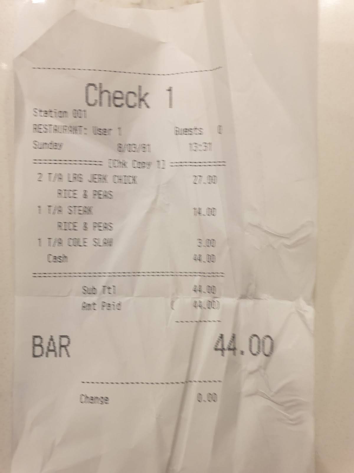 Menu at Joyce's Authentic Caribbean restaurant, London
