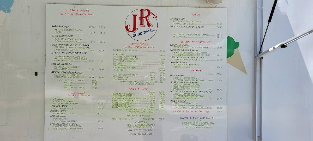Menu at Jr's Smashburgers restaurant, Homosassa